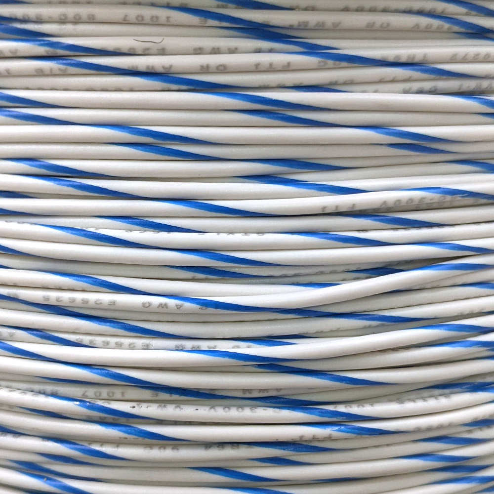 18 AWG Wire (White Striped) | Wire-Bot Pinball Wire